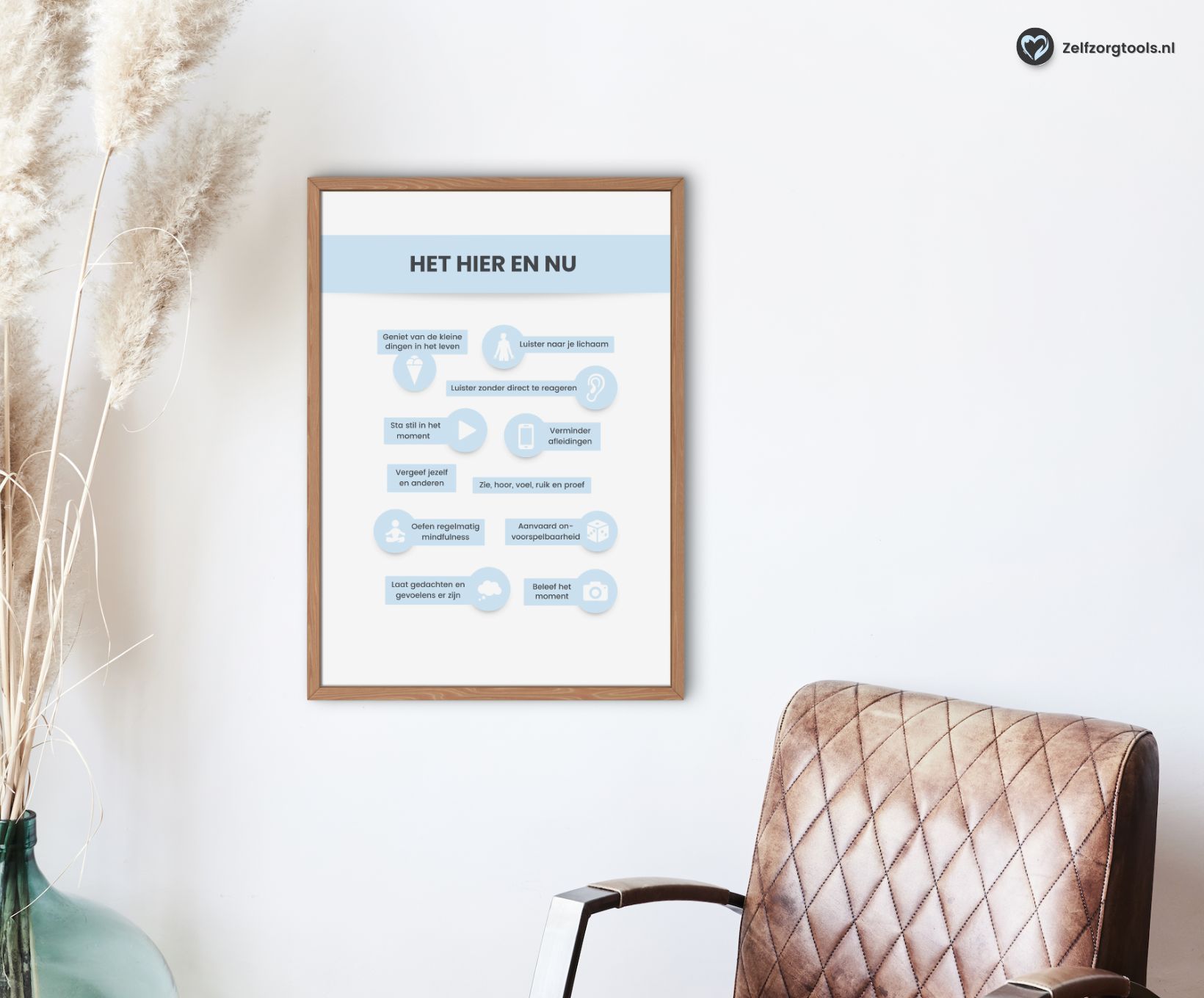 Mindfulness – Het hier en nu – Poster - Zelfzorgtools