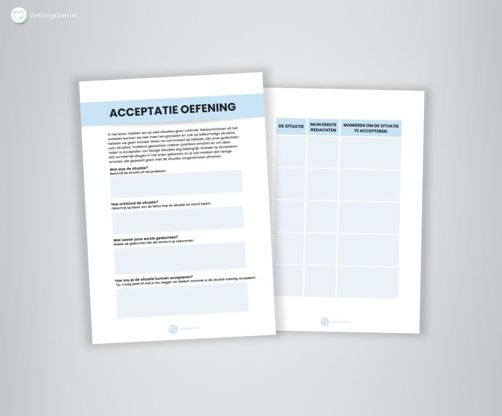 Acceptatie oefening – Werkblad - Zelfzorgtools