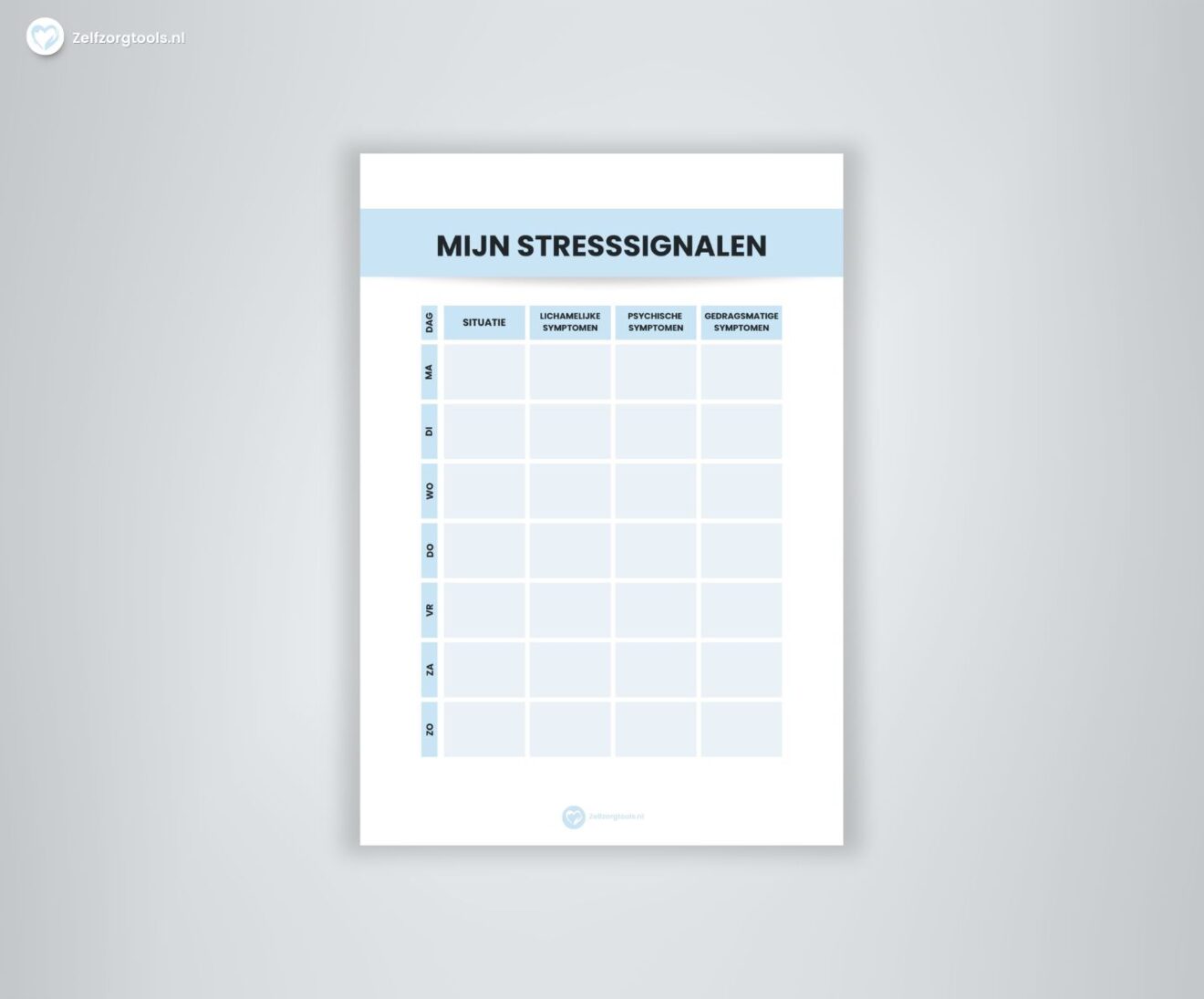 Mijn stresssignalen – Werkblad - Zelfzorgtools