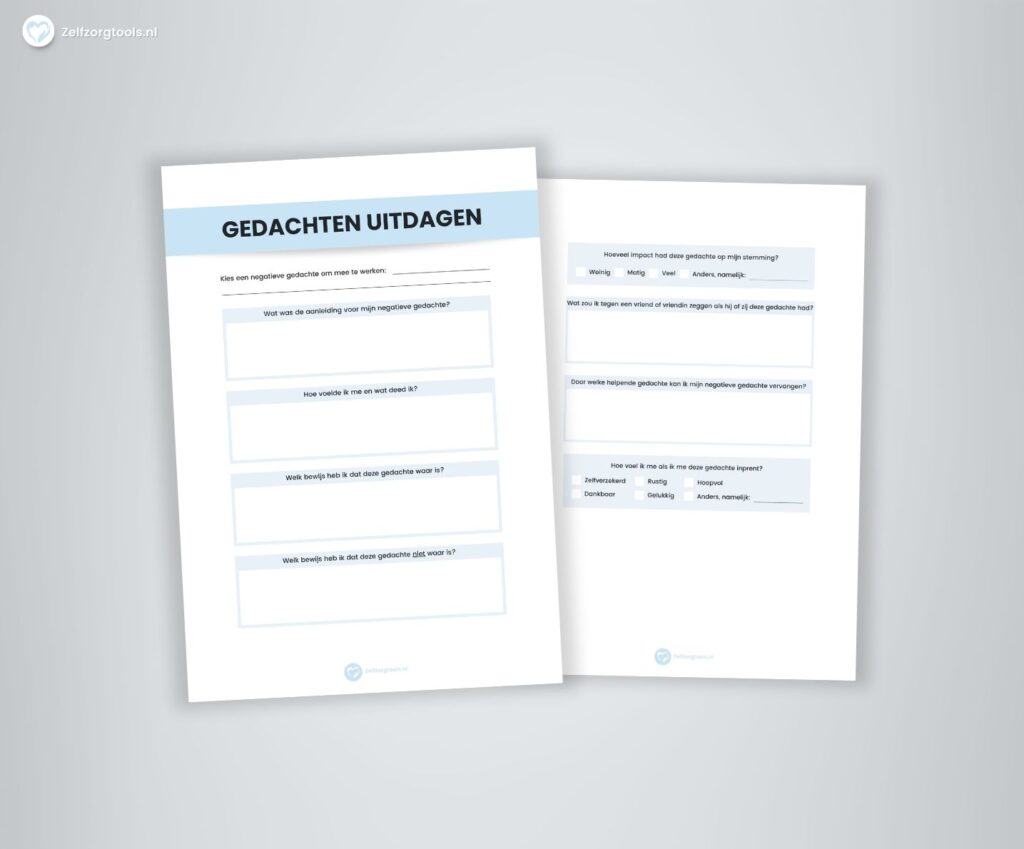 Negatieve gedachten uitdagen – Werkblad 2 - Zelfzorgtools
