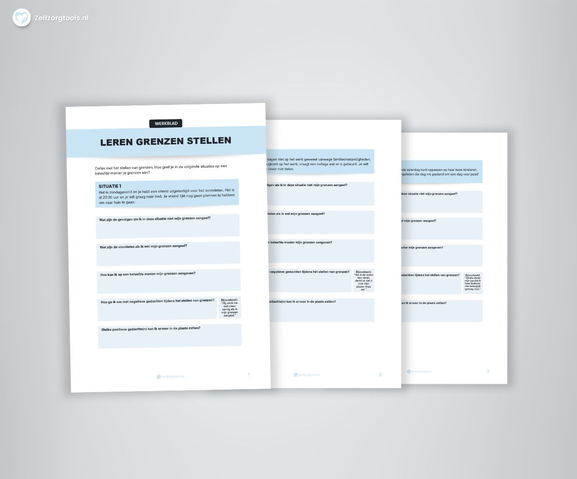Leren Grenzen Stellen – Werkblad - Zelfzorgtools