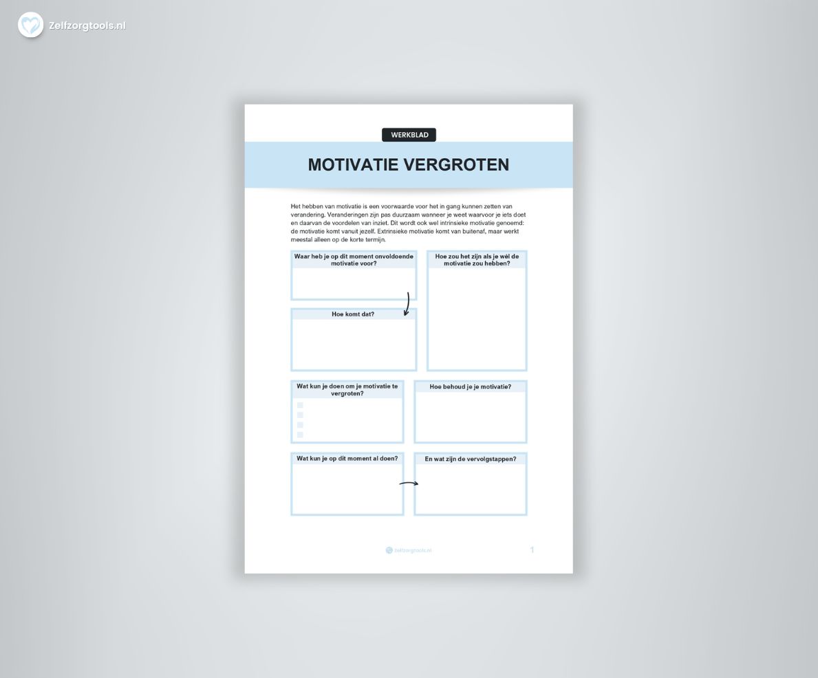 Motivatie Vergroten – Werkblad - Zelfzorgtools