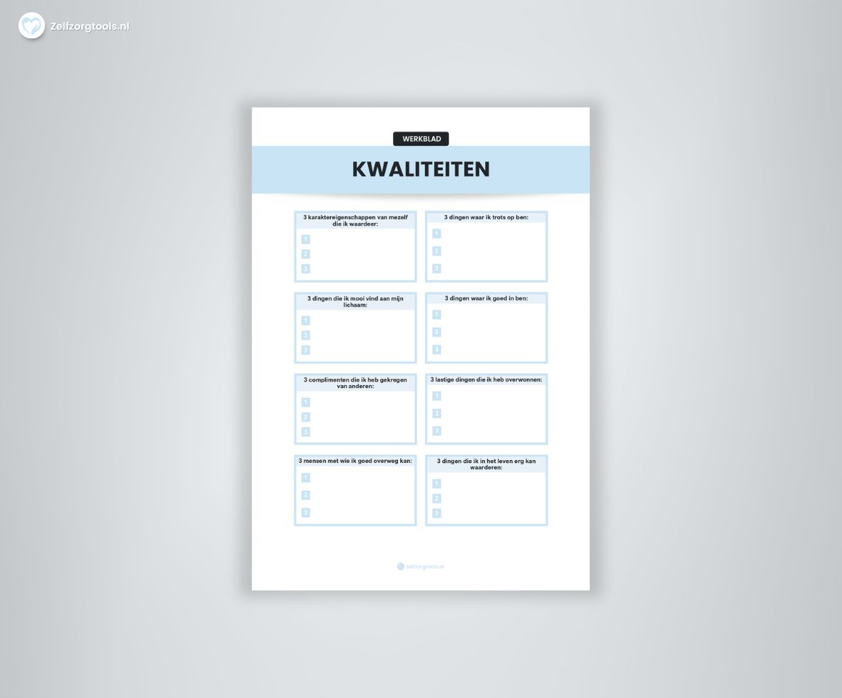 Mijn Kwaliteiten – Werkblad - Zelfzorgtools